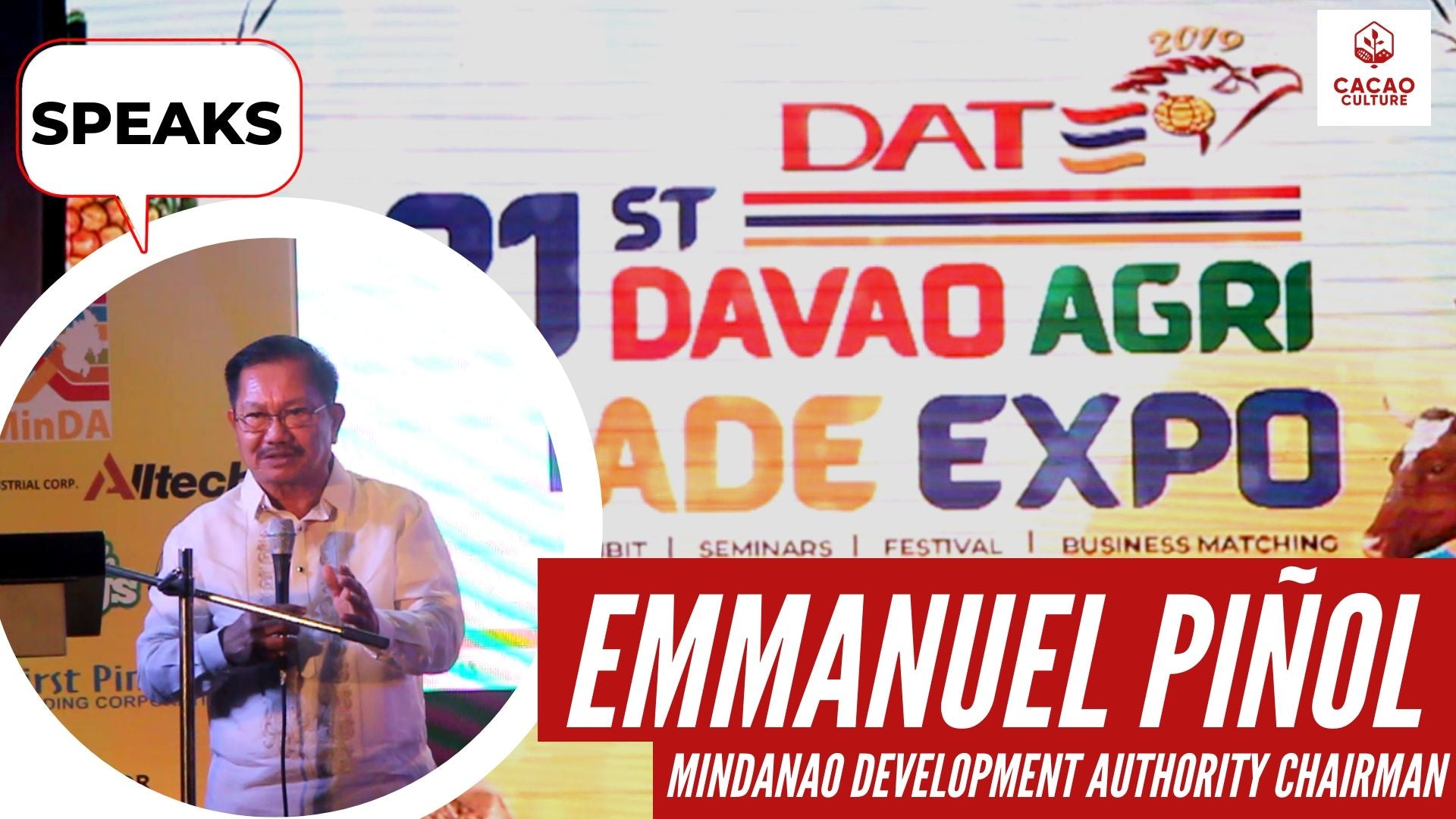 Manny Piñol speaks at the Davao Agri Trade Expo – Cacao Culture