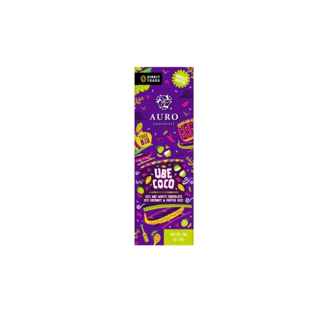 Auro Chocolate - 32% Ube Coco White Chocolate with Coconut and Puffed ...