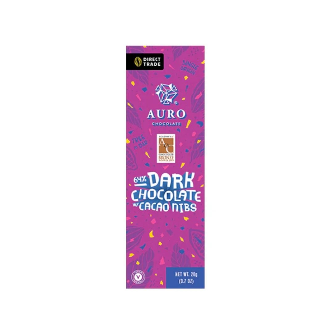 Auro Chocolate - 64% Dark Chocolate with Cacao Nibs 20g – Cacao Culture