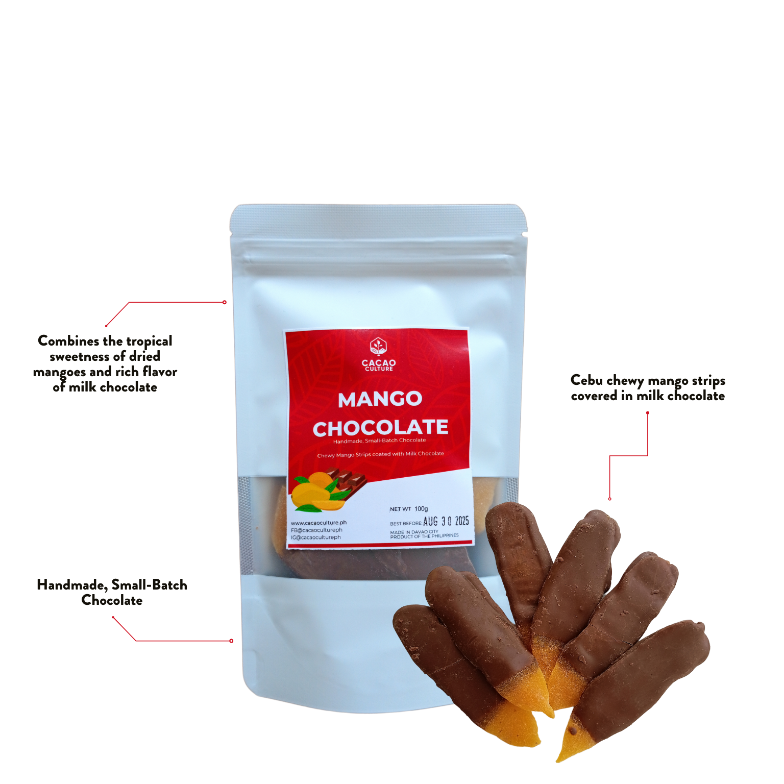 Cacao Culture - Milk Chocolate Covered Mango Strips 100G